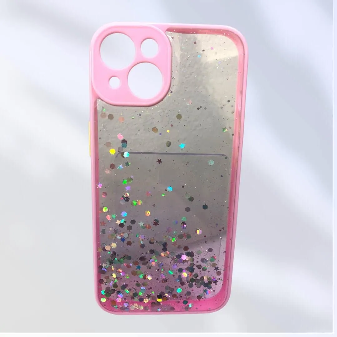 Maska Frame Glitter za iPhone 14 roze