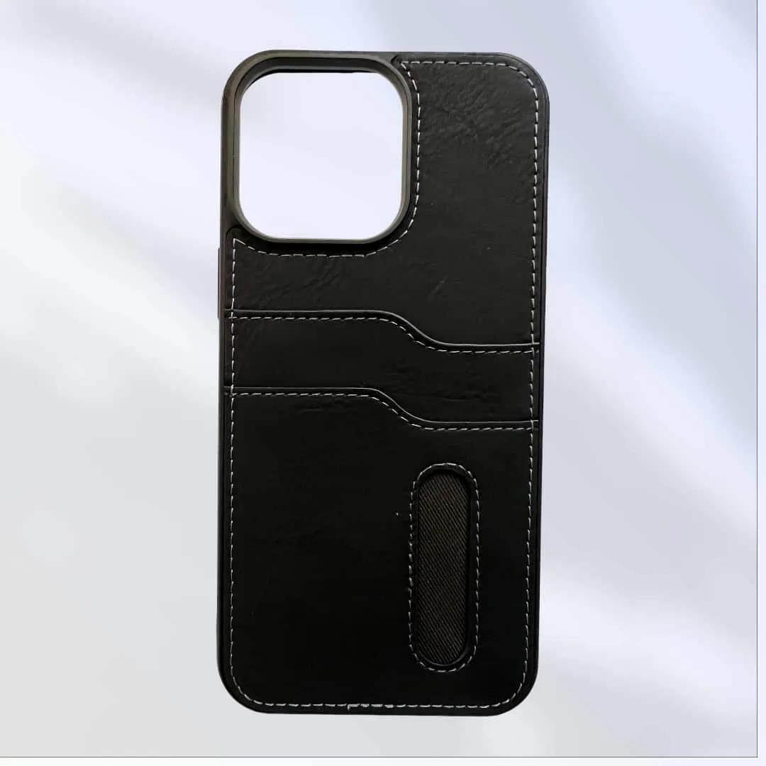 Maska Leather Pocket za iPhone 14 plus crna