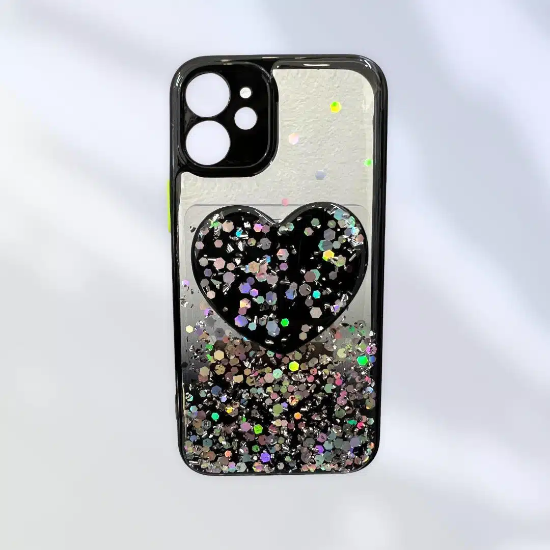 Maska PopSocket Heart za iPhone 12 mini crna