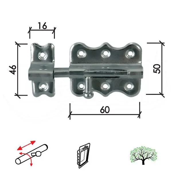 DABEL Reza za vrata 384 Nikl 60x50/16x46mm DSP