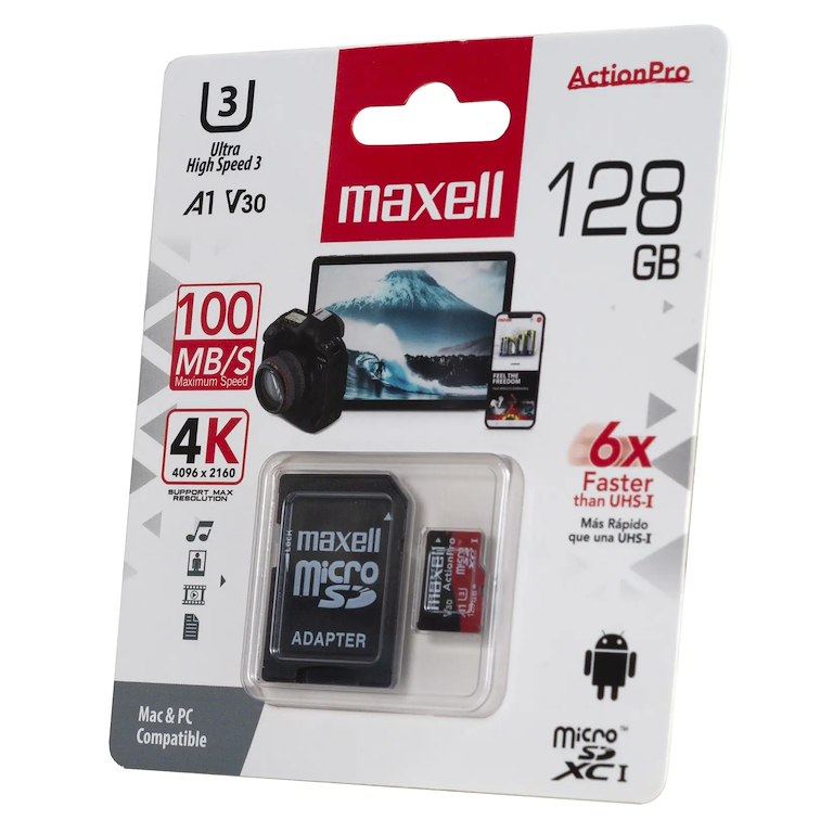 Maxell Micro SDXC UHS-3 W Memorijska kartica, 128GB