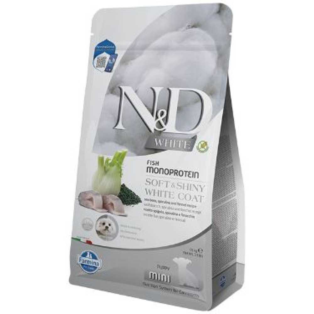 N&D White Dog Adult Mini Puppy - Sea Bass, Spirulina & Fenel 1.5kg