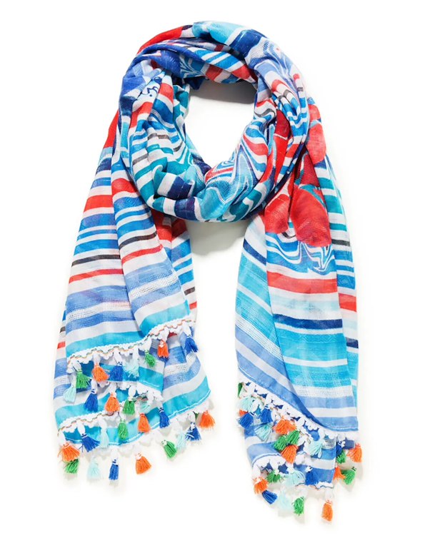 DESIGUAL Ženska ešarpa Foulard Striped Stories, Šarena