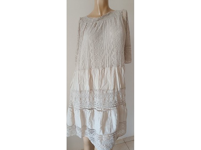 Prelepa krem haljina u boho stilu vel.M/L