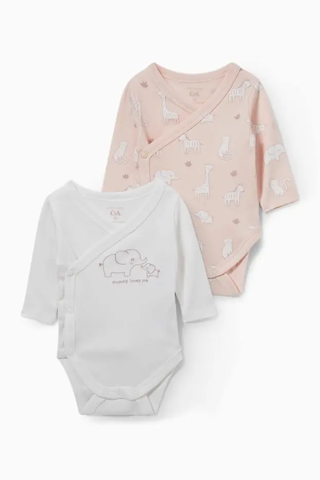 C&A Bodi za bebe, Set od 2, Belo-roze