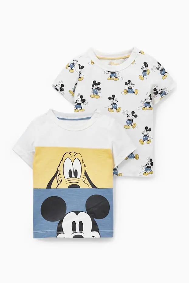 C&A Majice za bebe, Set od 2, Mickey Mouse motiv, Bele