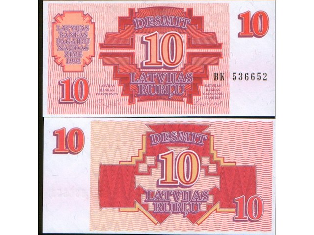 Latvia (Letonia) 10 Rublu 1992. UNC.