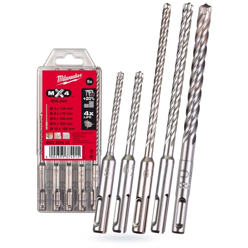 Milwaukee Set burgija za beton, SDS-Plus MX4, 4 -rezna, 5-10 mm