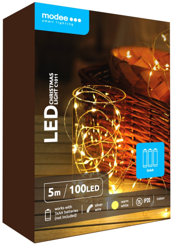 Modee Lighting ML-C1011 Lampice za jelku sa 100 toplo belih LED dioda,5m toplo bele, 3xAA