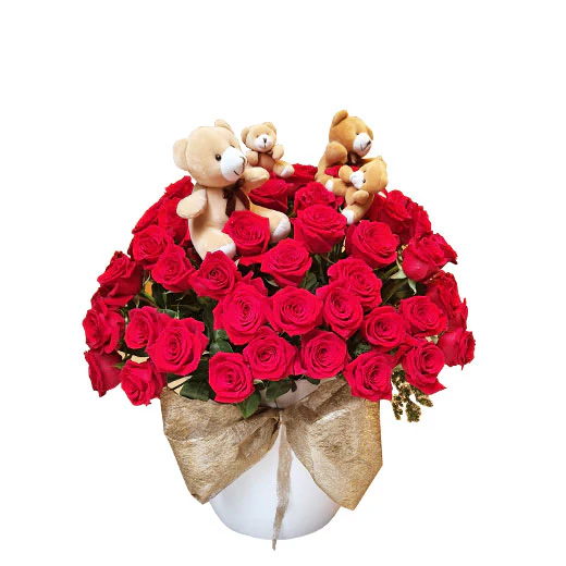 101 roses with teddy bears