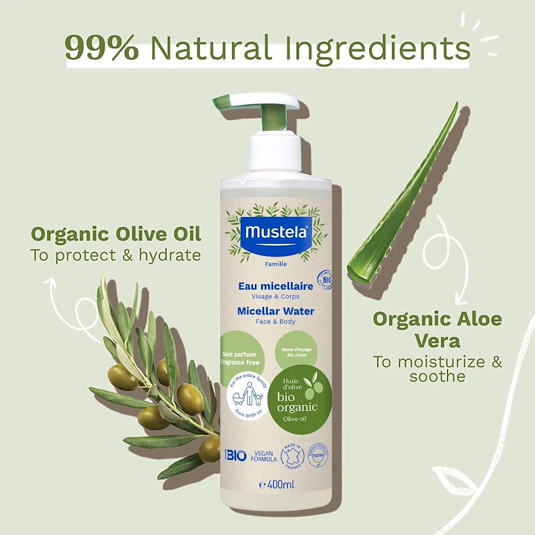 MUSTELA ORGANIC MICELARNA VODA 400 ml