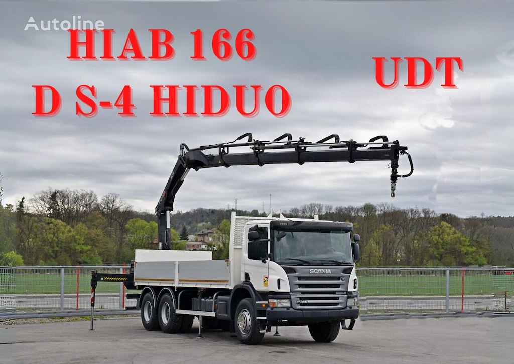 Scania P 360 * HIAB 166D S-4 HIDUO/FUNK * 6x4 kamion s ravnom platformom