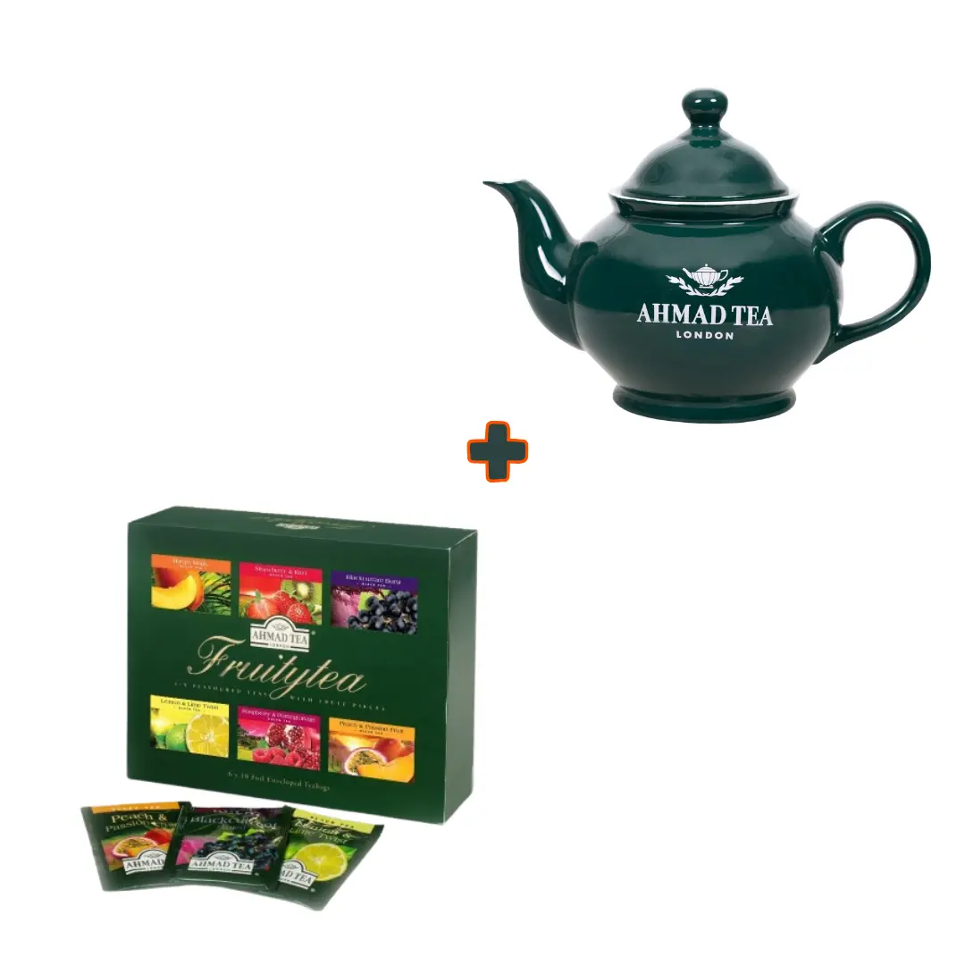 AHMAD TEA Čajnik zeleni, 400ml + Čaj Fuitytea Selection 6x10 kesica