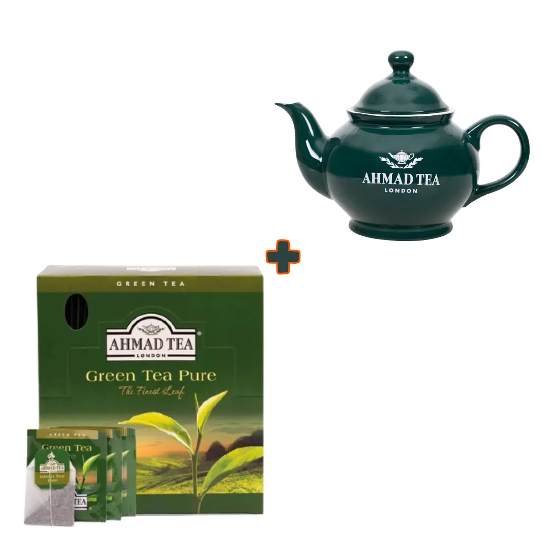 AHMAD TEA Čajnik zeleni, 400ml + ALU Čaj Green Tea Pure 100 kesica