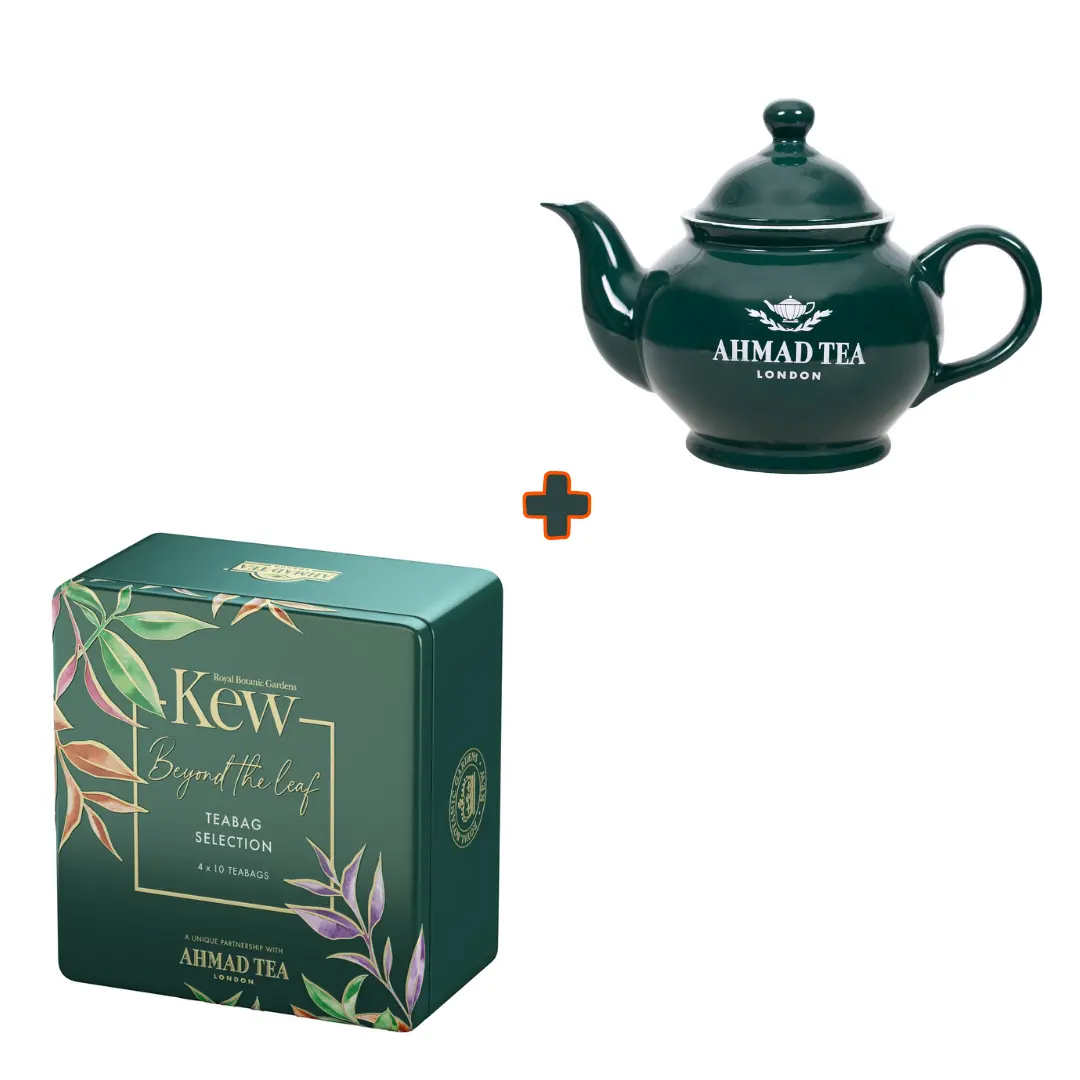 AHMAD TEA Čajnik zeleni, 400ml + Čaj Kew Selection, 4x10 kesica