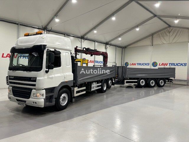 DAF CF85 460 kamion s ravnom platformom + prikolica sa ravnom platformom