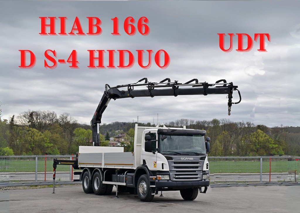 Scania P 360 * HIAB 166D S-4 HIDUO/FUNK * 6x4 kamion s ravnom platformom