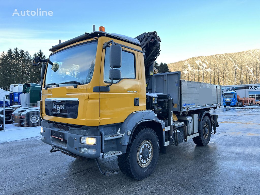 Prodaje se MAN TGM 18.340 4x4 Pritsche Kran kamion s ravnom platformom na aukciji