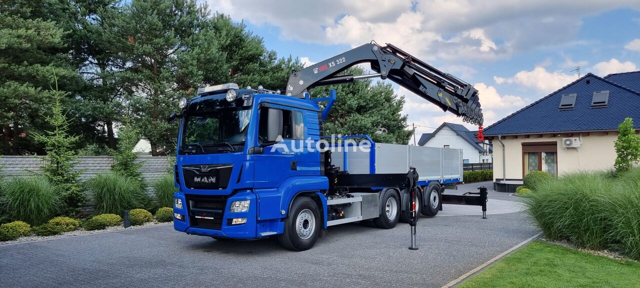 MAN TGS 35.480 8X4 CRANE HIAB XS 322E8-21m kamion s ravnom platformom