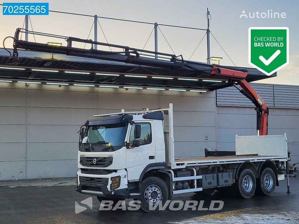 Volvo FMX 370 6X4 Palfinger PK18002-EH Kran Crane Steel suspension VEB kamion s ravnom platformom