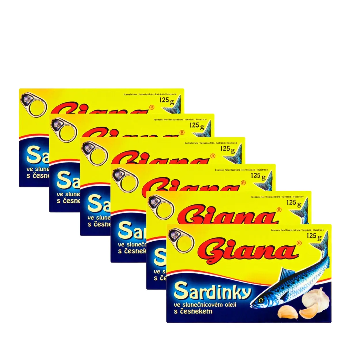 GIANA Sardine suncokretovo ulje beli luk, 125g, 6 komada