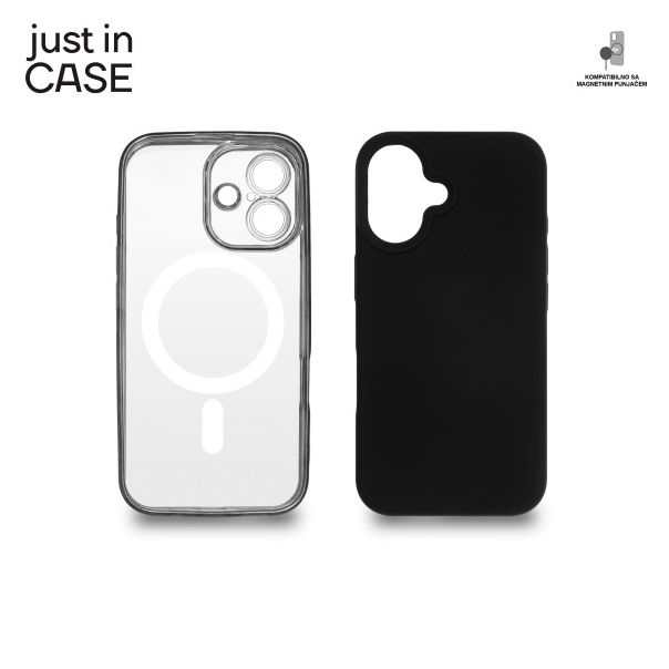 JUST IN CASE 2u1 Extra case MAG MIX PLUS paket za iPhone 16, crna