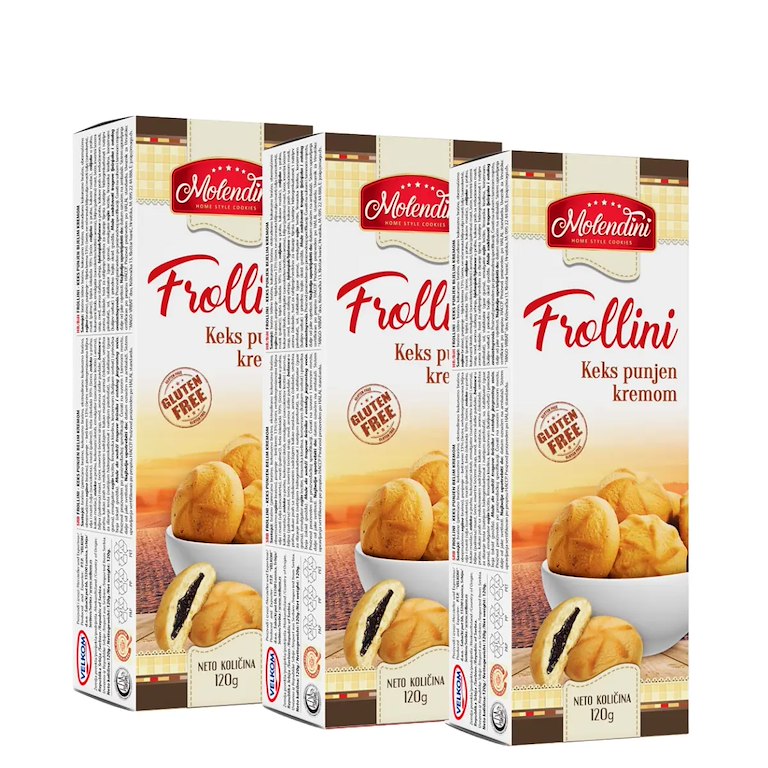 MOLENDINI Frollini keks punjen braon kremom, 120g, 3 komada