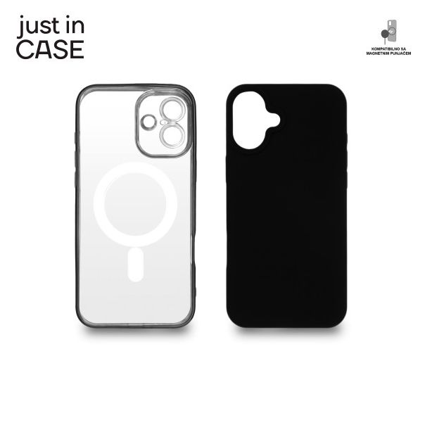 JUST IN CASE 2u1 Extra case MAG MIX PLUS paket za iPhone 16 Plus, crna