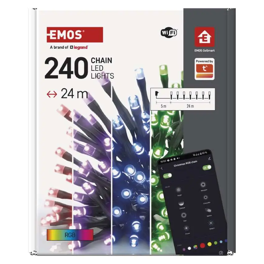 EMOS GoSmart LED Novogodišnji lanac, Wi-fi, 64 programa, 24m