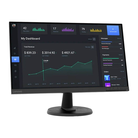 Monitor Lenovo D24-40, 23.8'', 1920 x 1080 Full HD, VA, HDMI, VGA, Audio out