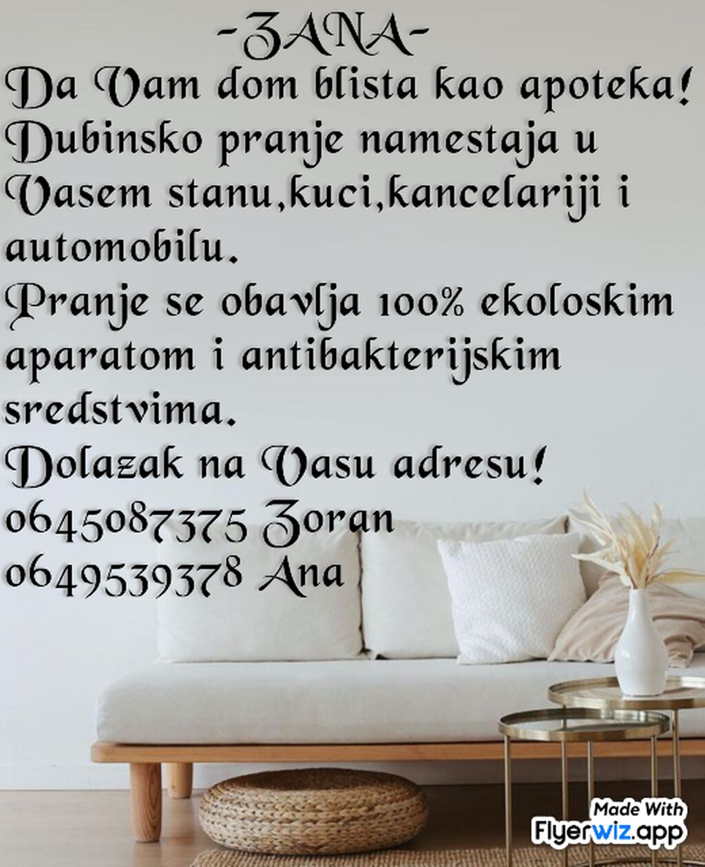 Dubinsko pranje namestaja i automobila na vasoj adresi . Tecnost 100