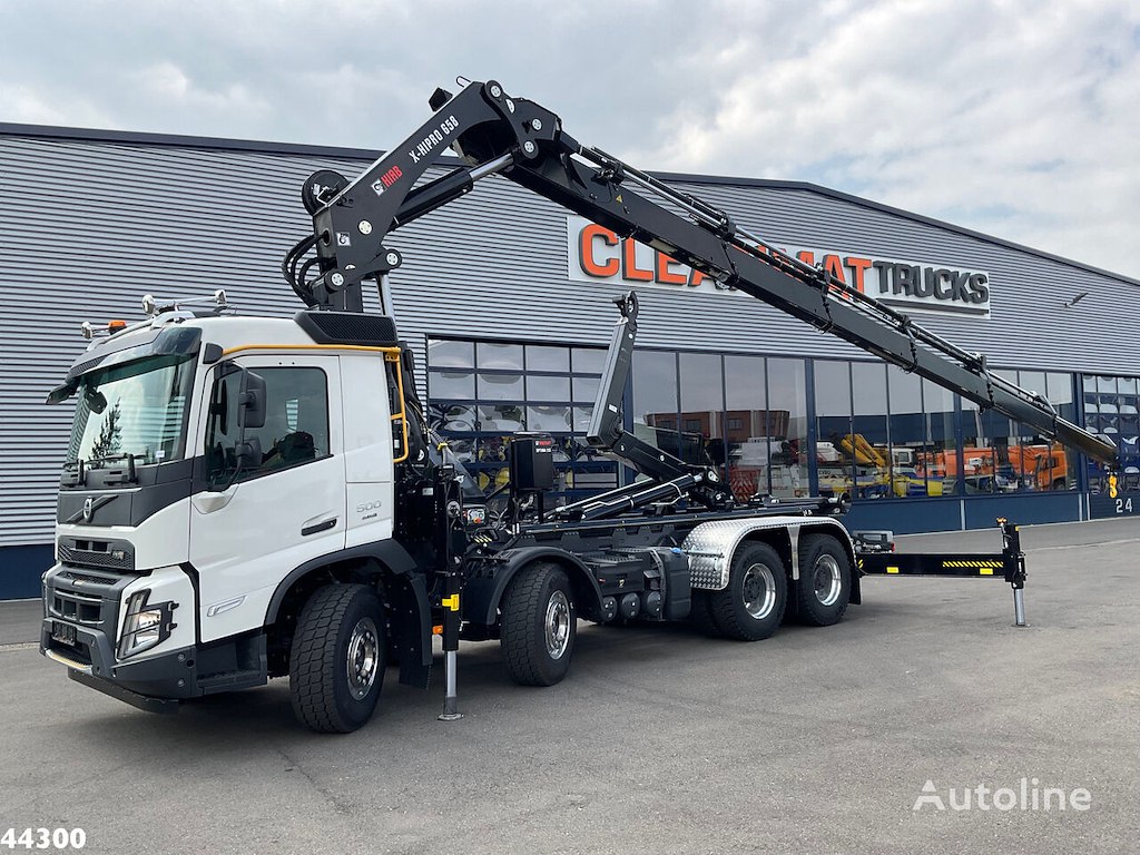 Novi Volvo FMX 500 8x4 Euro 6 Hiab 65 Tonmeter laadkraan + Multilift 25 Ton kamion rol kiper