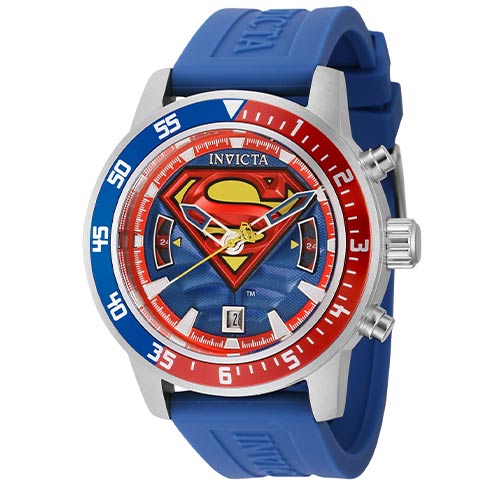 Invicta sat DC Comics Men 45mm Stainless Steel Steel Blue+Red+Yellow dial VD31 Quartz