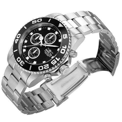 Invicta sat Pro Diver Men 43mm Stainless Steel Steel Black dial VD55B Quartz 28689