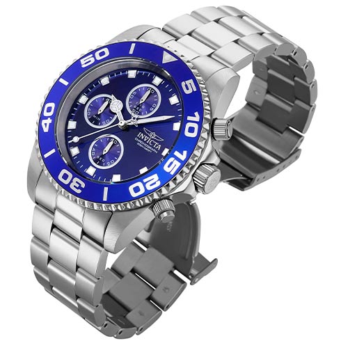 Invicta sat Pro Diver Men 43mm Stainless Steel Steel Blue dial VD55B Quartz 28690