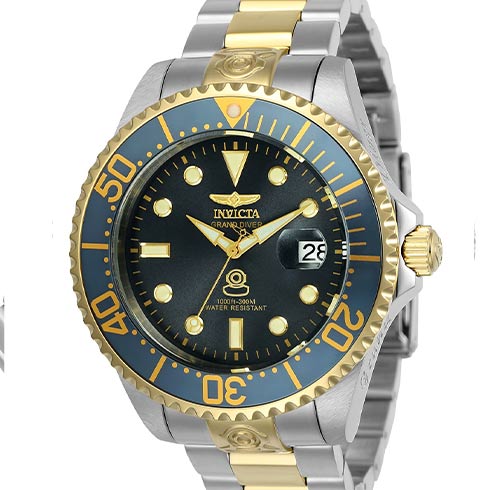 Invicta sat 24767 Pro Diver Men 47mm Stainless Steel Gold + Steel Charcoal dial Automatic