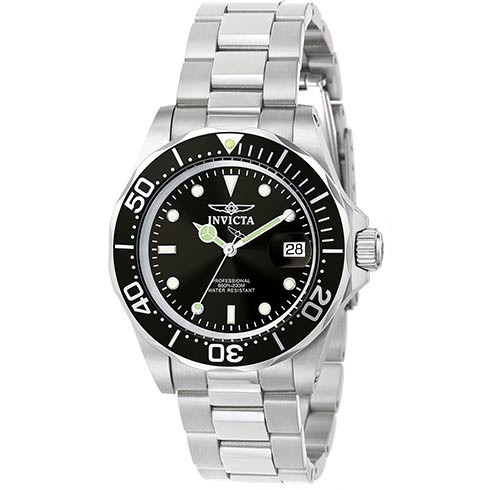 Invicta sat 9307 Pro Diver Men 40mm Stainless Steel Steel Black dial 705 Quartz