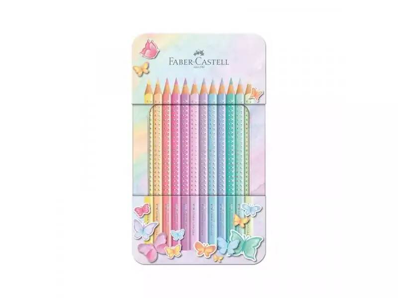 FABER-CASTELL DRVENE BOJICE GRIP SPARKLE PASTEL METALNA KUTIJA 1/12