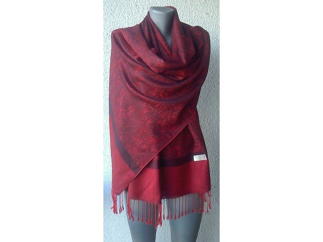 ešarpa bordo crvena 180x65 cm PASHMINA