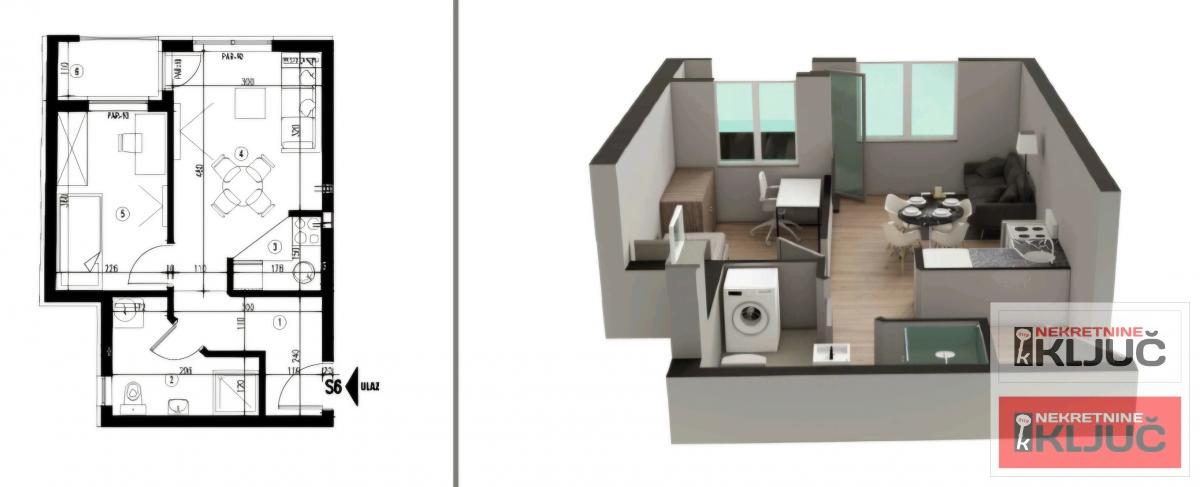 TELEP, Jednoiposoban, 33m2+Terasa 18m2 sa PDV