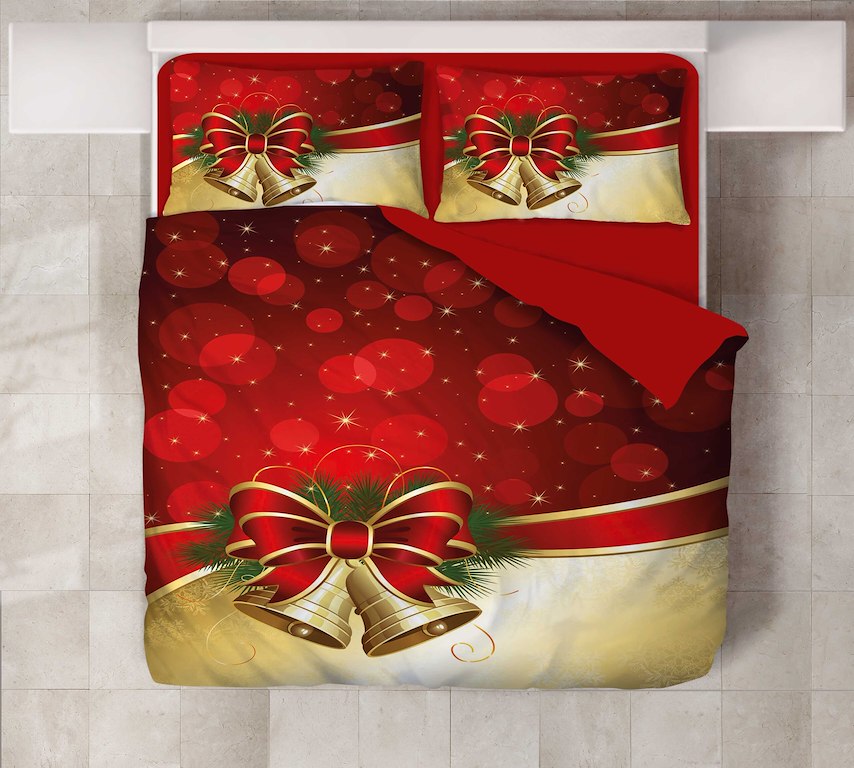 3D-POSTELJINA-Red & Gold Christmas Bells Bedding