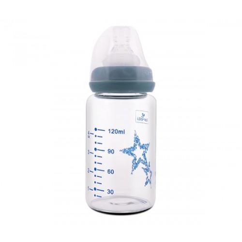 Lorelli Staklena flašica za bebe 120ml sa Anti-Colic cuclom Blue Stars