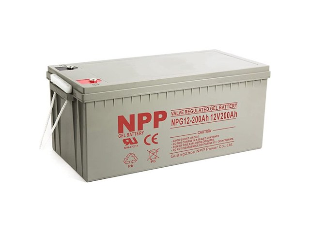 NPP NPG12V-200Ah, GEL BATTERY, C20=200AH, T16, 522x238x218x222, 52,8KG, Light grey