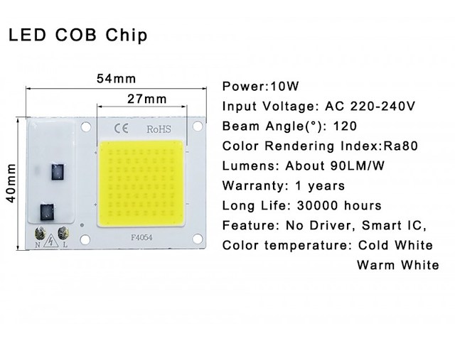 Led cip 10W (direktno na 220V, ne treba drajver).