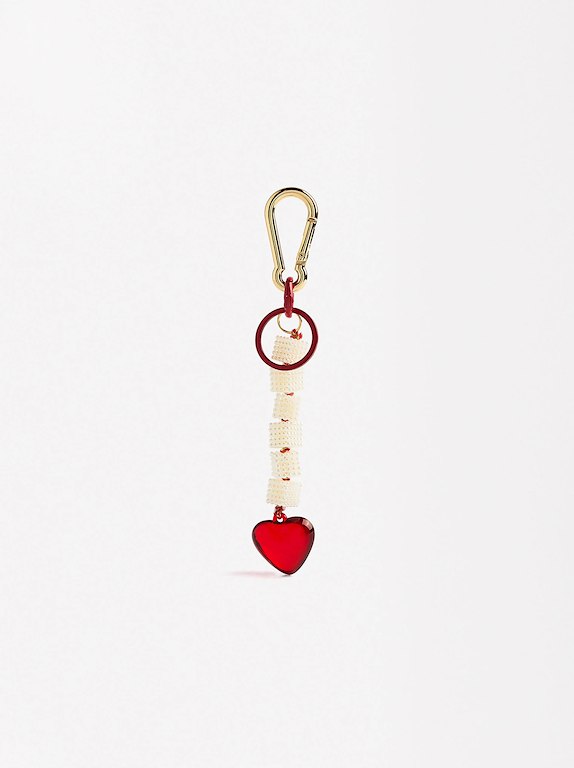 Heart Keychain Charm With Pearls