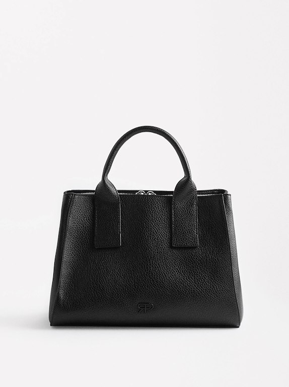 Textured tote bag with shoulder strap