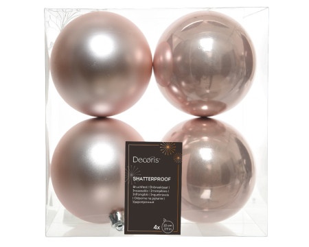 Dekordom novogodišnja dekoracija - hanging bauble set mix 4pcs 10cm 022215 - blush pink - kmg ( 043303 )