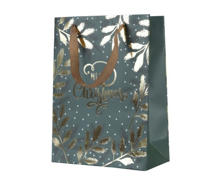 Dekordom novogodišnja dekoracija - giftbag 32cm 461826 - green/gold - kmg ( 043353 )