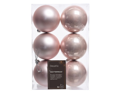 Dekordom novogodišnja dekoracija - hanging bauble set mix 6pcs 8cm 022114 - blush pink - kmg ( 043295 )