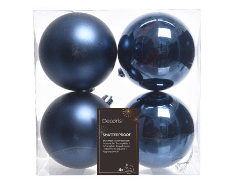 Dekordom novogodišnja dekoracija - hanging bauble set mix 4pcs 10cm 022186 - night blue - kmg ( 043301 )